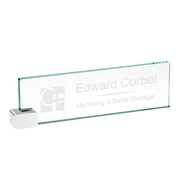 Brass Jade Glass Nameplate with Rectangle Holder – Activate Swag